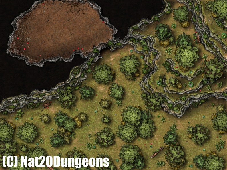 Forest Cave Battle Map, Dnd Battle Map, D&D, Battlemap, Dungeons and Dragons, 5e, Roll20 ...