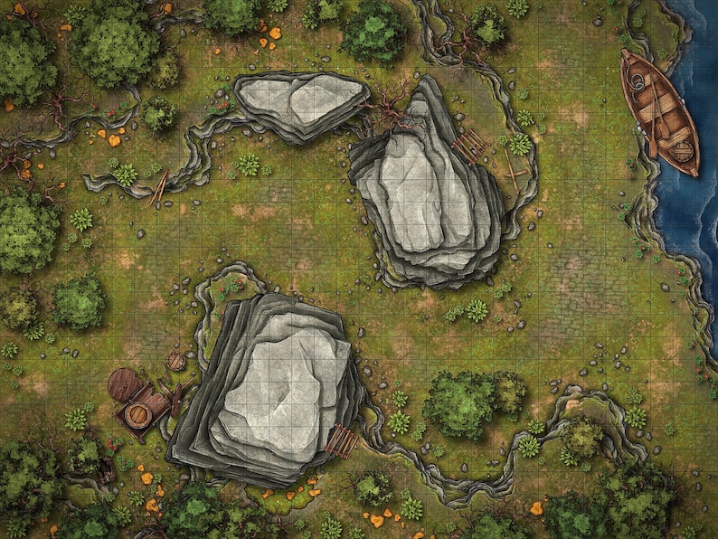 Forest Lakeside Battle Map, Dnd Battle Map, D&D, Battlemap, Dungeons ...