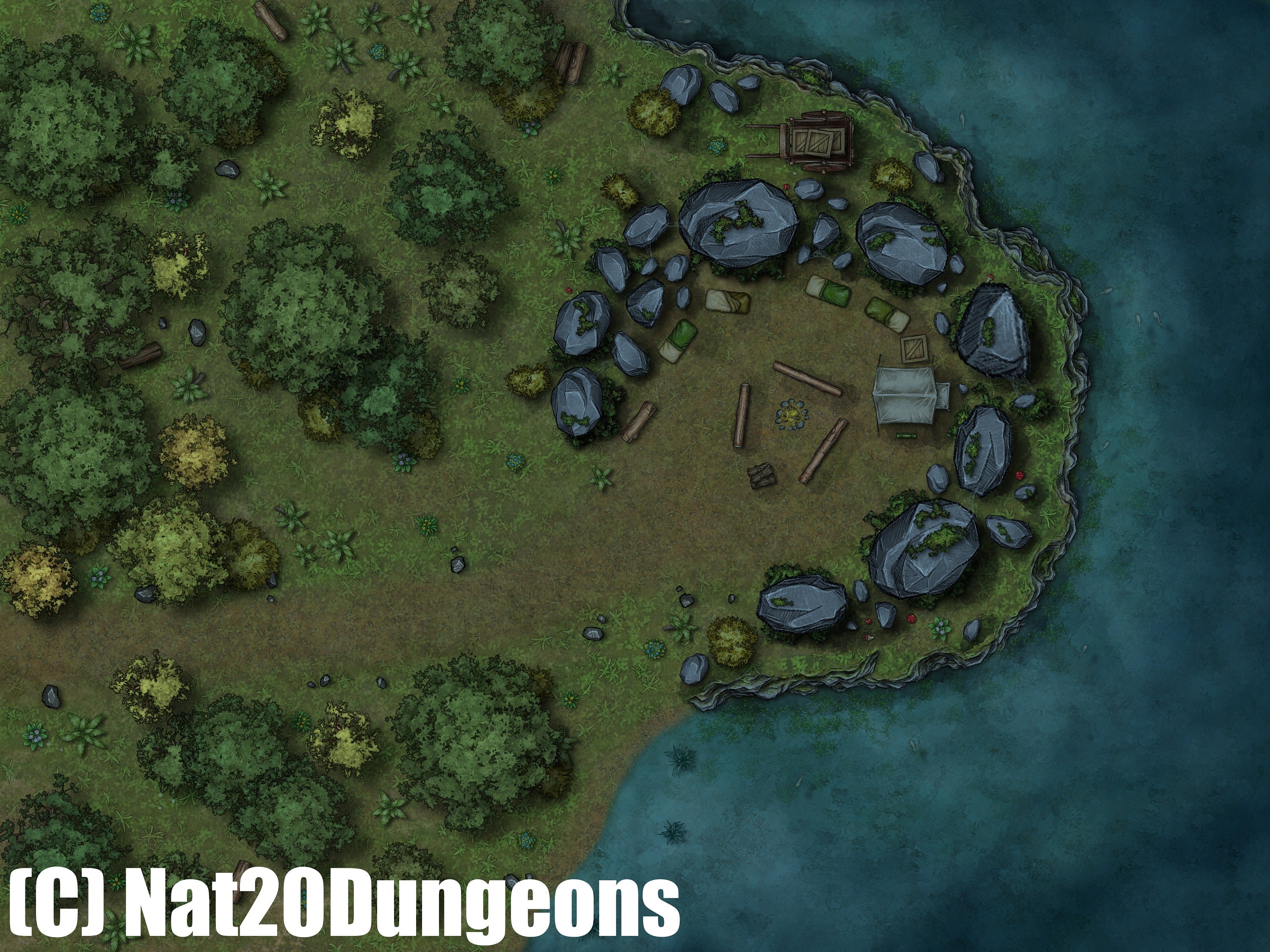 Forest Camp Battle Map, Dnd Battle Map, D&D, Battlemap, Dungeons and ...