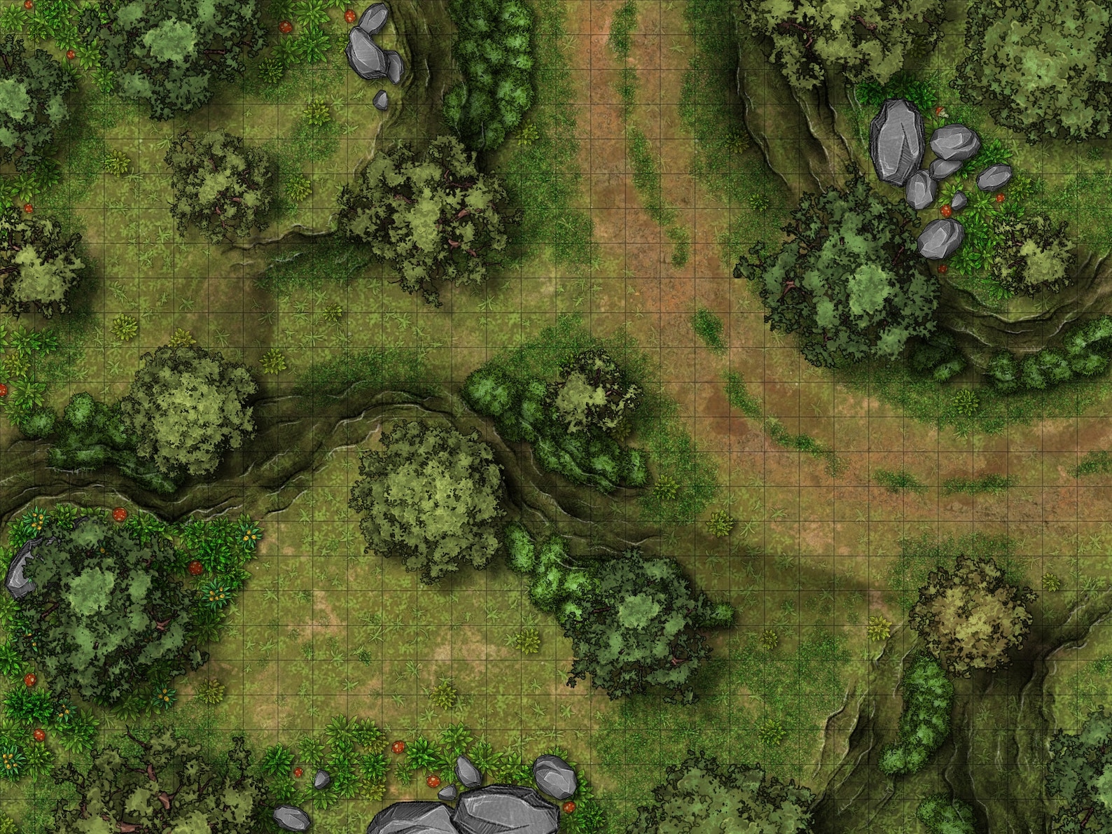 Forest Road Battle Map: Dnd 5e, VTT RPG (digital Map) - Etsy