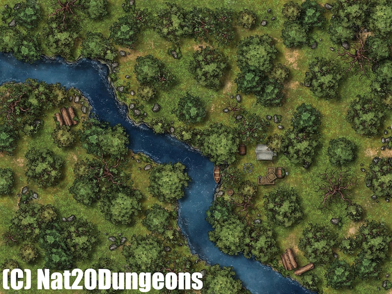 Forest River Battle Map, Dnd Battle Map, D&D, Battlemap, Dungeons and ...