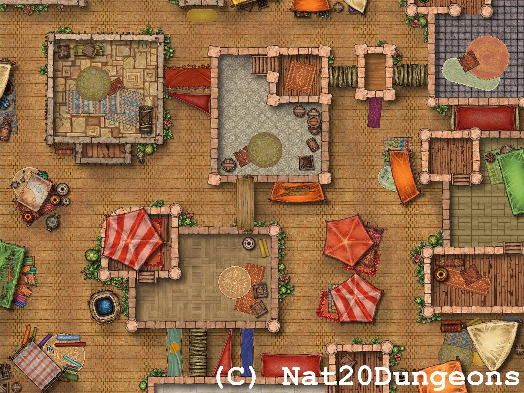 Desert Town Battlemap Streets Roof Encounter, Dnd Battle Map, D&D ...