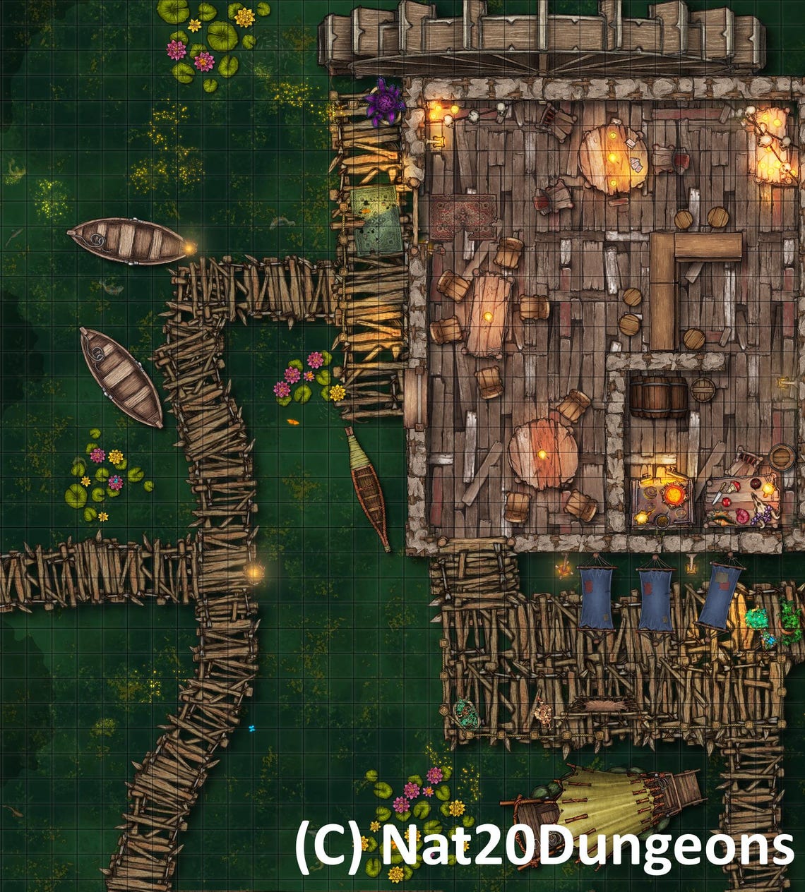 Swamp Tavern Battle Map for Dungeons & Dragons, TTRPG VTT Map, Fantasy ...