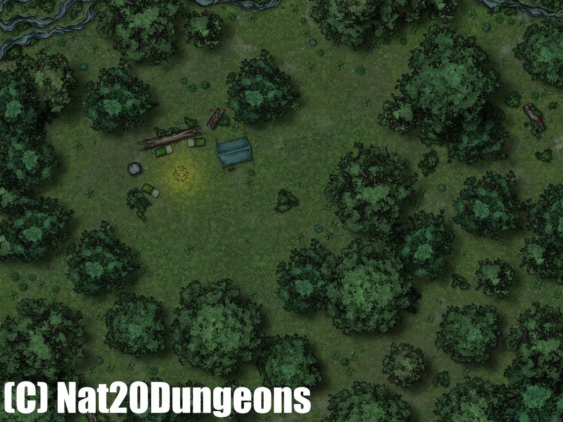 Forest / Camp Battle Map, Dnd Battle Map, D&D, Battlemap, Dungeons and ...