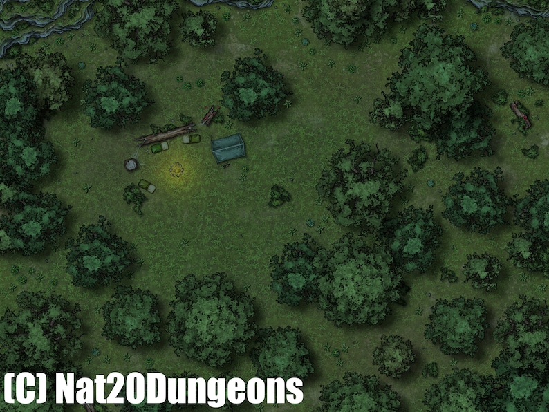 Forest / Camp Battle Map, Dnd Battle Map, D&D, Battlemap, Dungeons and ...