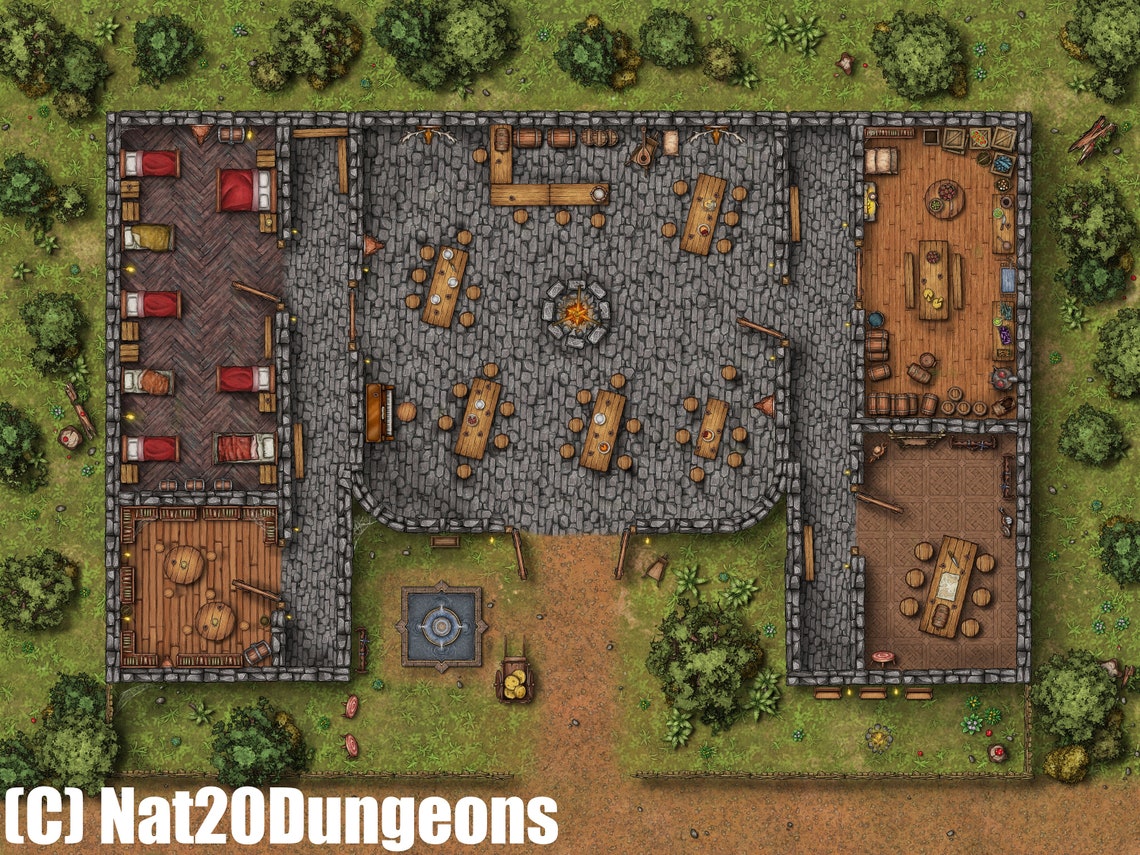 Guild Hall Tavern Battle Map, Dnd Battle Map, D&D, Battlemap, Dungeons ...