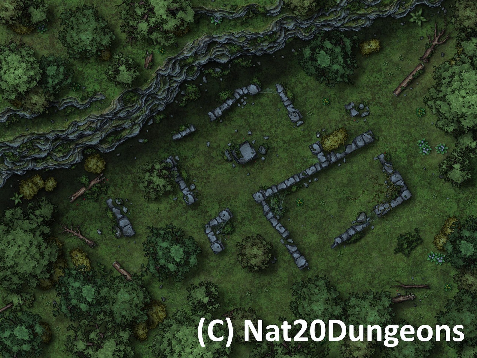 Forest Ruins Battle Map, Dnd Battle Map, D&D, Battlemap, Dungeons and ...