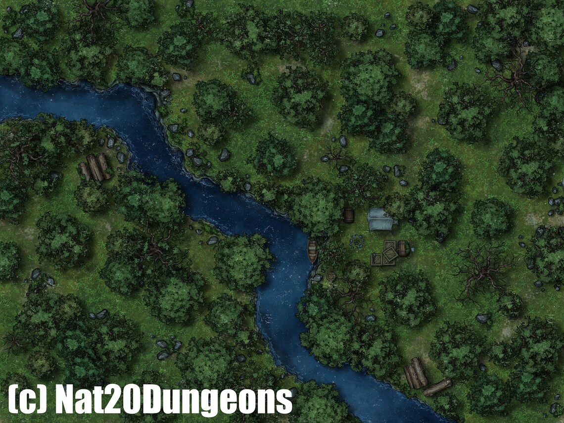 Forest River Battle Map, DnD Battle Map, D&D, Battlemap, Donjons et ...