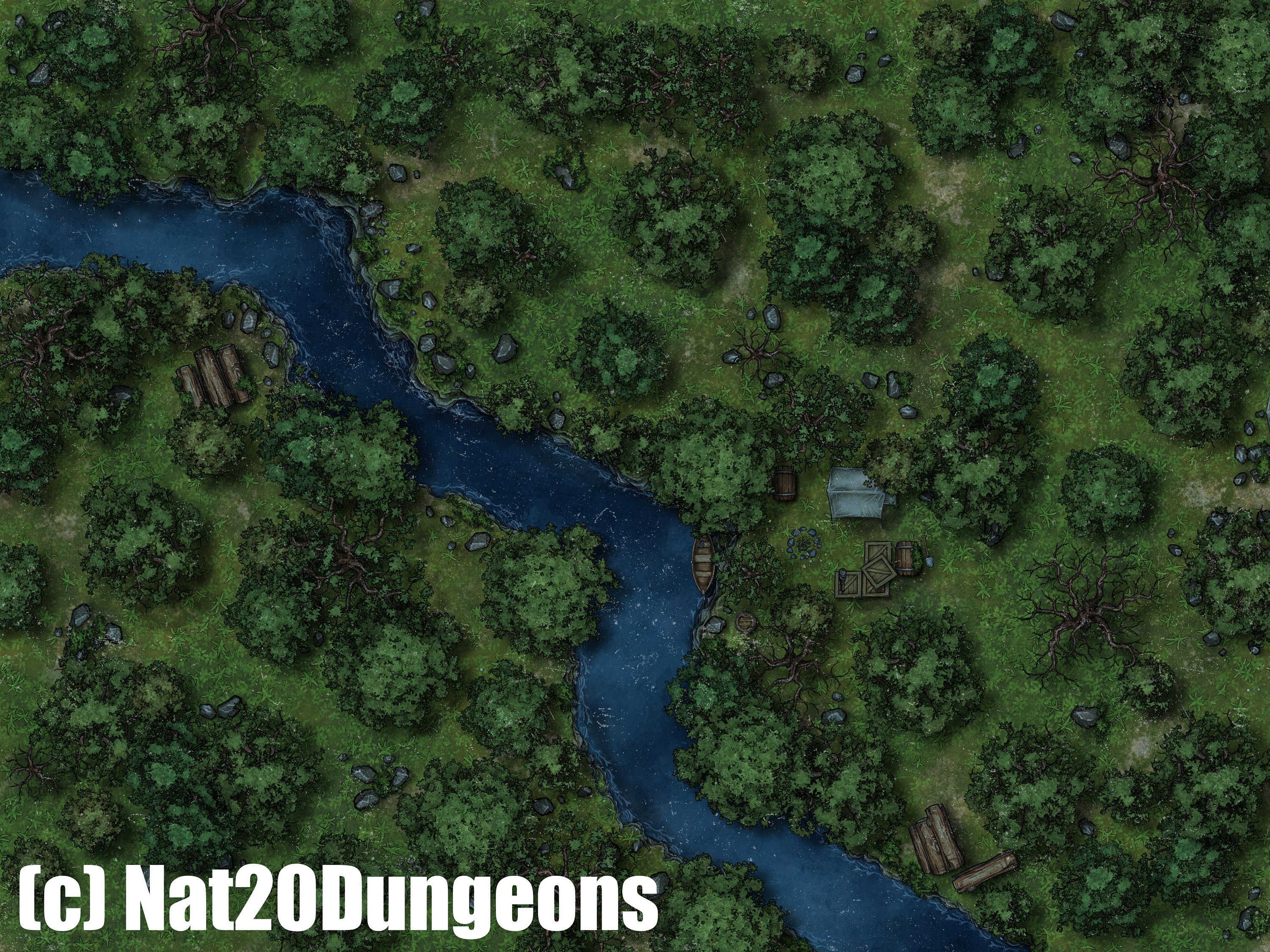 Forest River Battle Map, Dnd Battle Map, D&D, Battlemap, Dungeons and ...