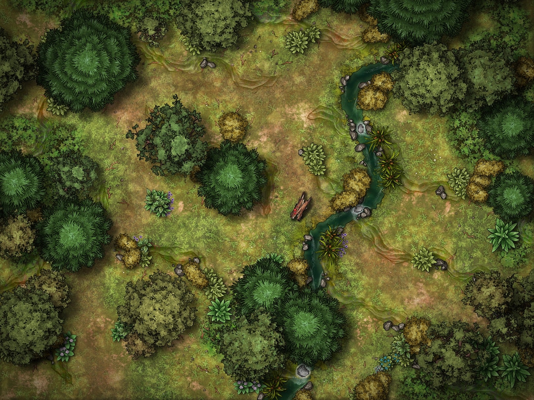 Forest Stream Battle Map, Dnd Battle Map, D&D, Battlemap, Dungeons and Dragons, 5e, Roll20 ...
