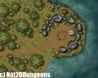 CAVE CAMPSITE Battle Map, Dnd Battle Map, D&D, Battlemap, Dungeons and ...