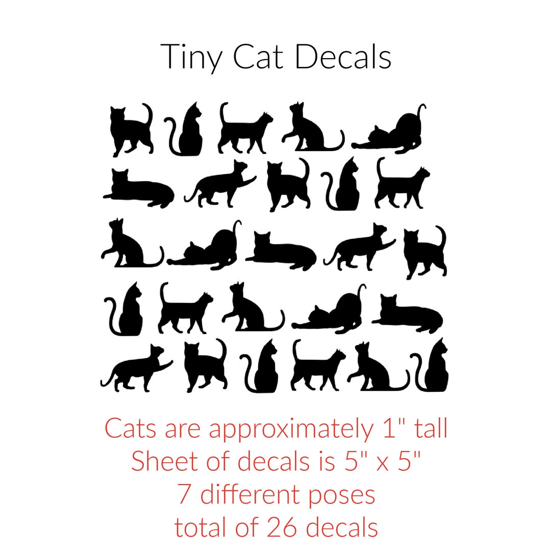 Vinyl Tiny Cat Decal Sheet / Teeny Kitten Decals / Cat Lover Decals for ...