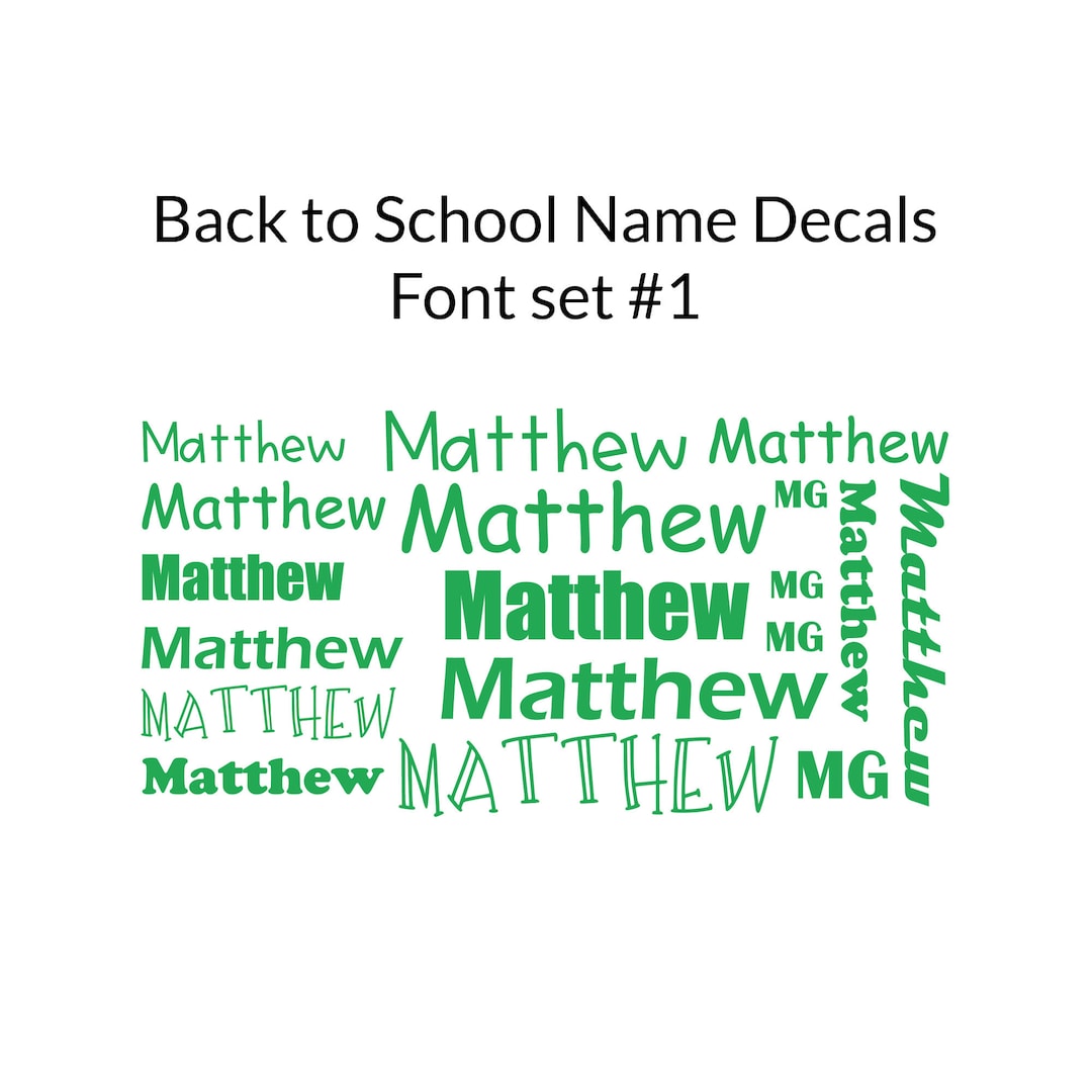 Vinyl Name Decal Sheets / Personalized Decals / School Labels for Kids ...