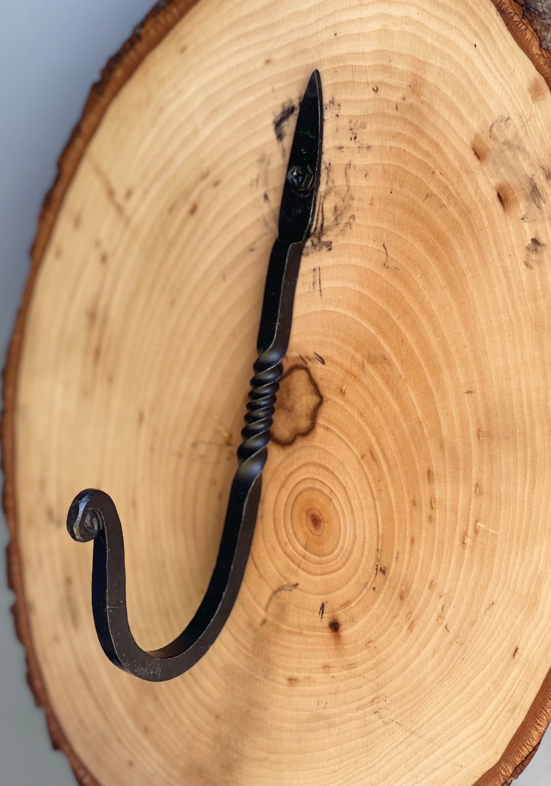 Hand Forged J-hook Twisted Hook Cookware Hook Wall Mount Rustic Hook - Etsy