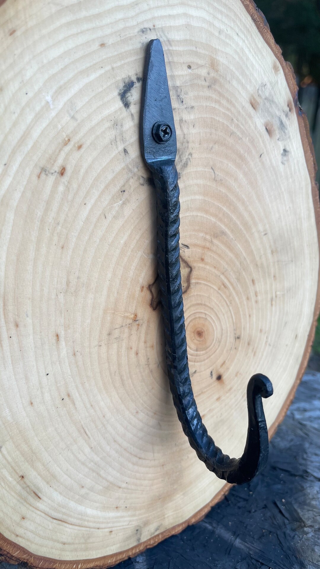 Forged Gift Hook J-hook Twisted Hook Cookware Hook Wall Mount Rustic ...