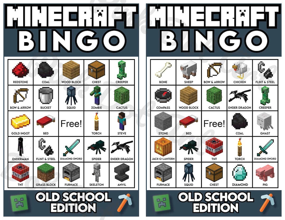 DIGITAL DOWNLOAD - Pixel Mining Game 32 Bingo Cards Includes Calling ...