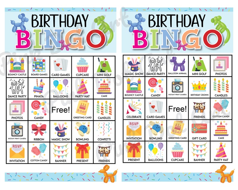 DIGITAL DOWNLOAD - Birthday 32 Bingo Cards - Includes Calling Card ...