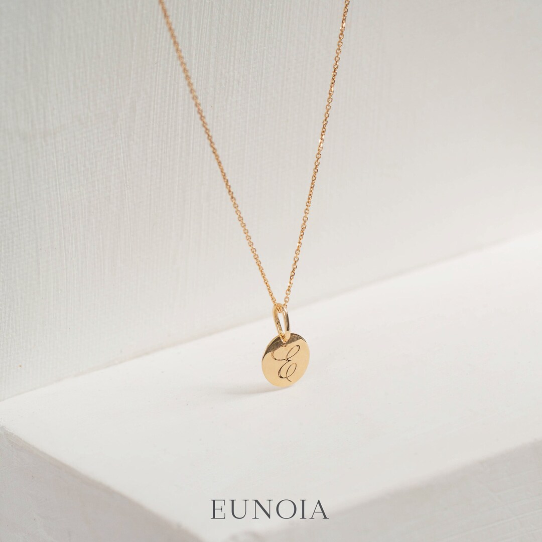 Signet Necklace/ Custom Engraved Initial Tag Necklace/ Oval Signet ...