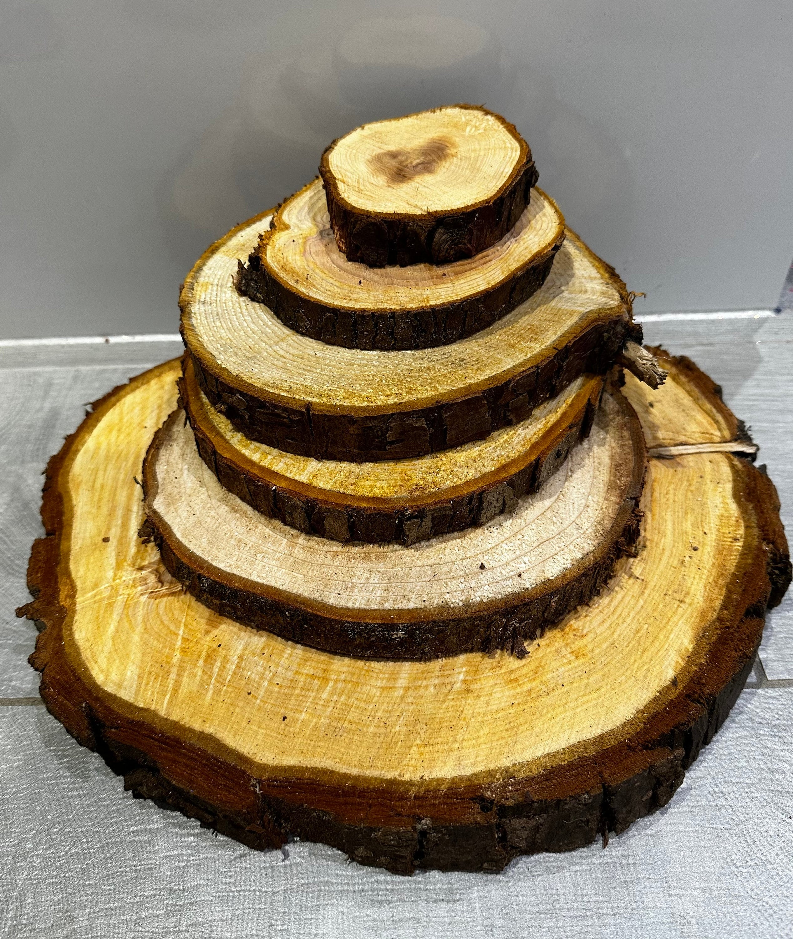 Log Slice Cake Stand Rustic Wedding Decoration Natural Centre Pieces ...