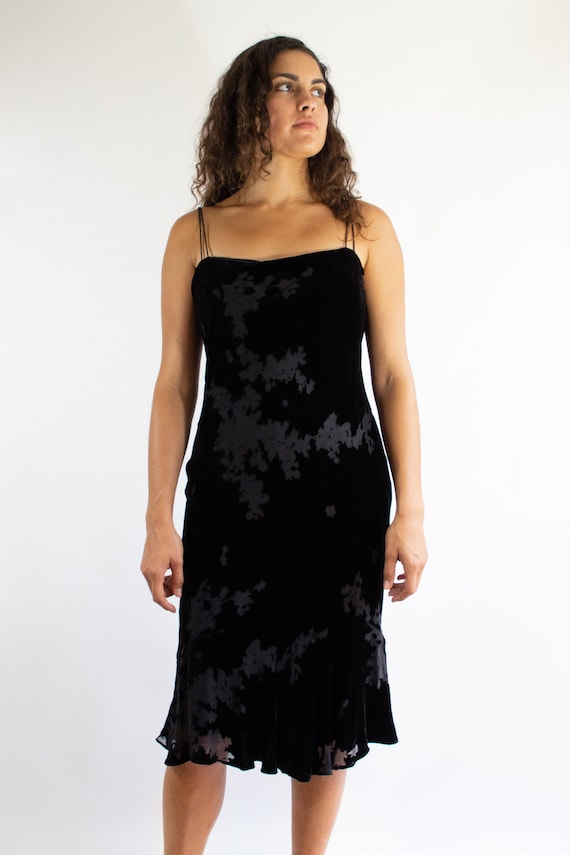 Vintage velvet dress with sheer detail. - Gem