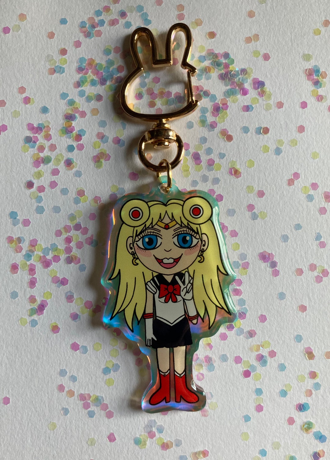 Magical Girl Anime Usagi Holographic Acrylic Charm Keychain! - Etsy