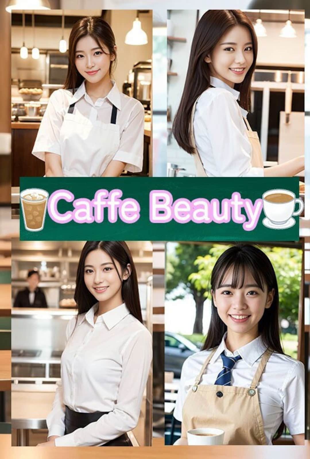 120 Beauty Girls in AI Images, Digital Babes / Japanese Cafe Uniform ...