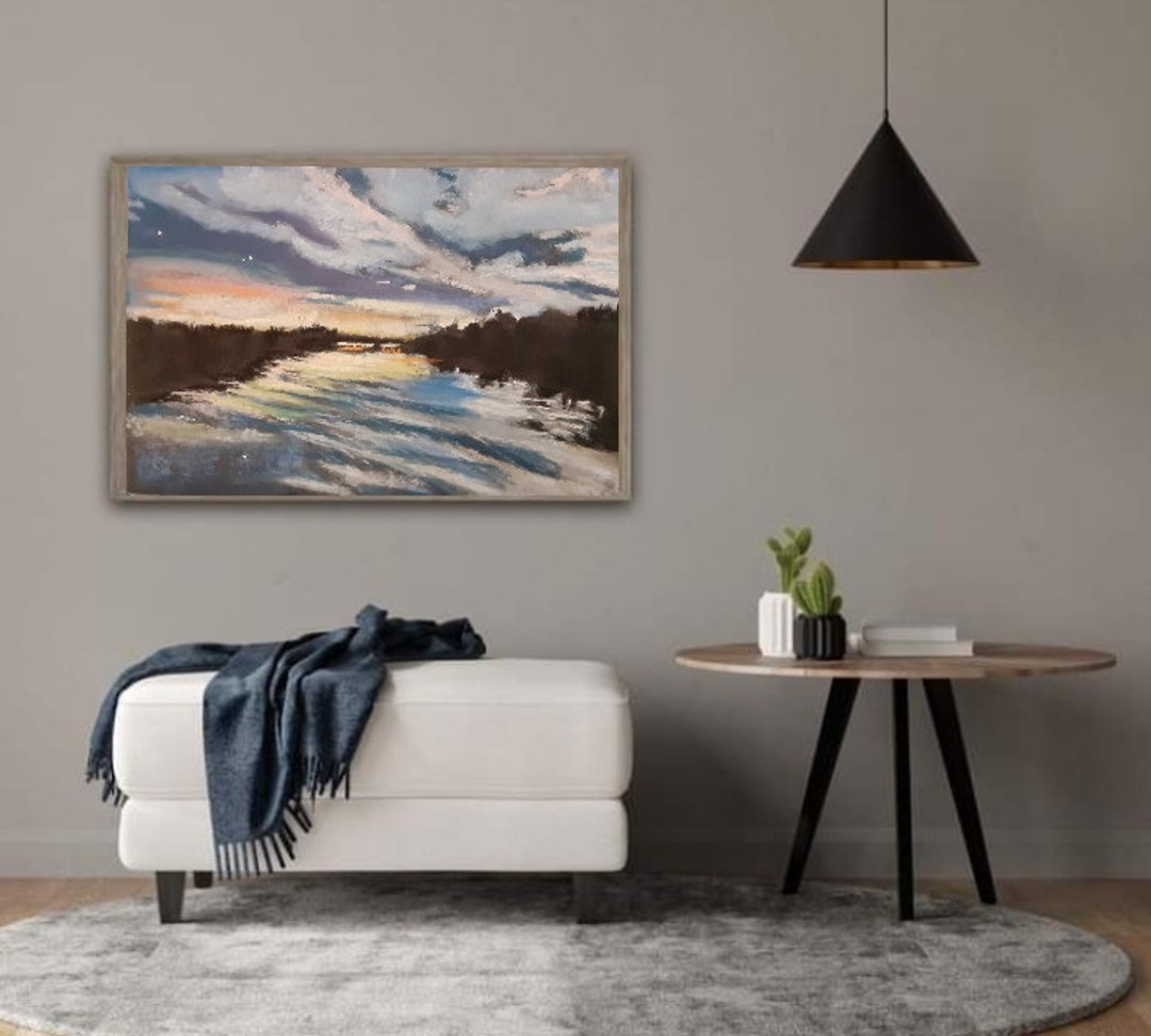 River Sunset Print Sunrise Art Print Merrimack River Pastel River ...