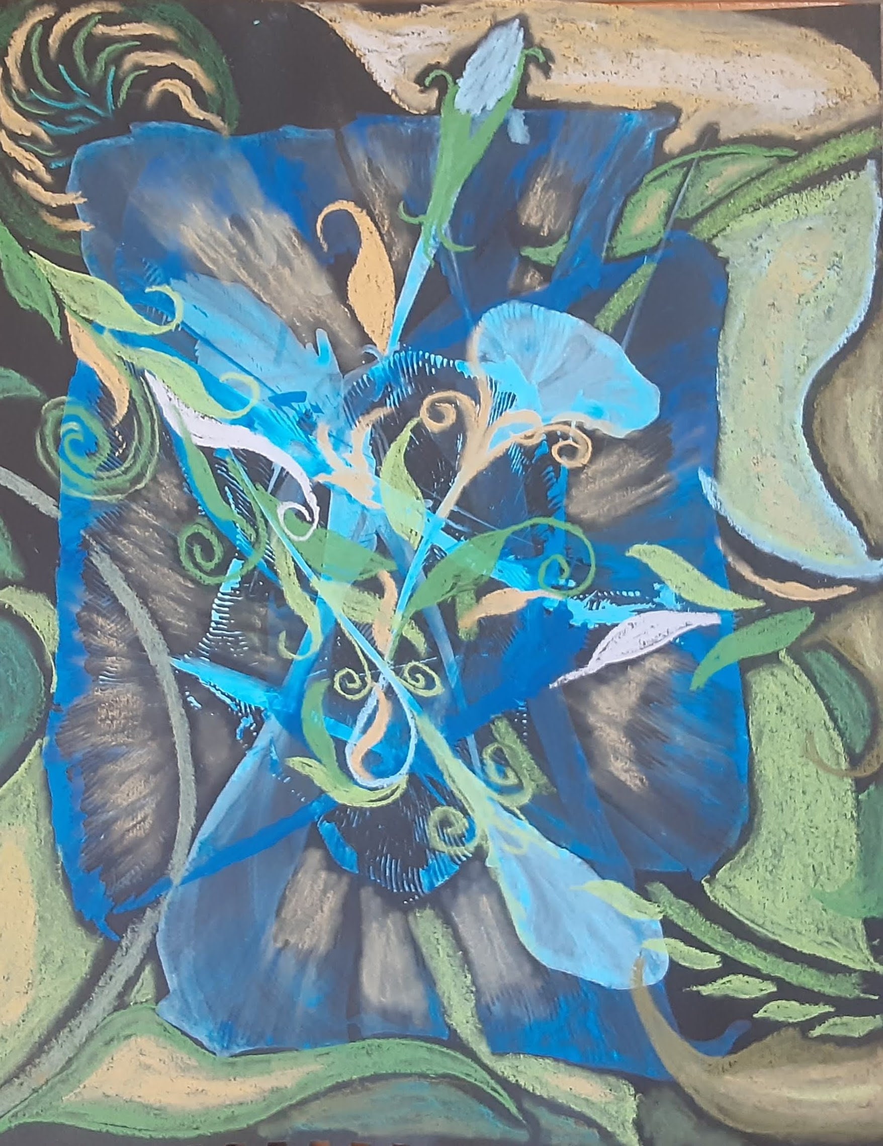 Blue Flower Floral Abstract, Modern Floral, Blue Decor. Modern Flower ...