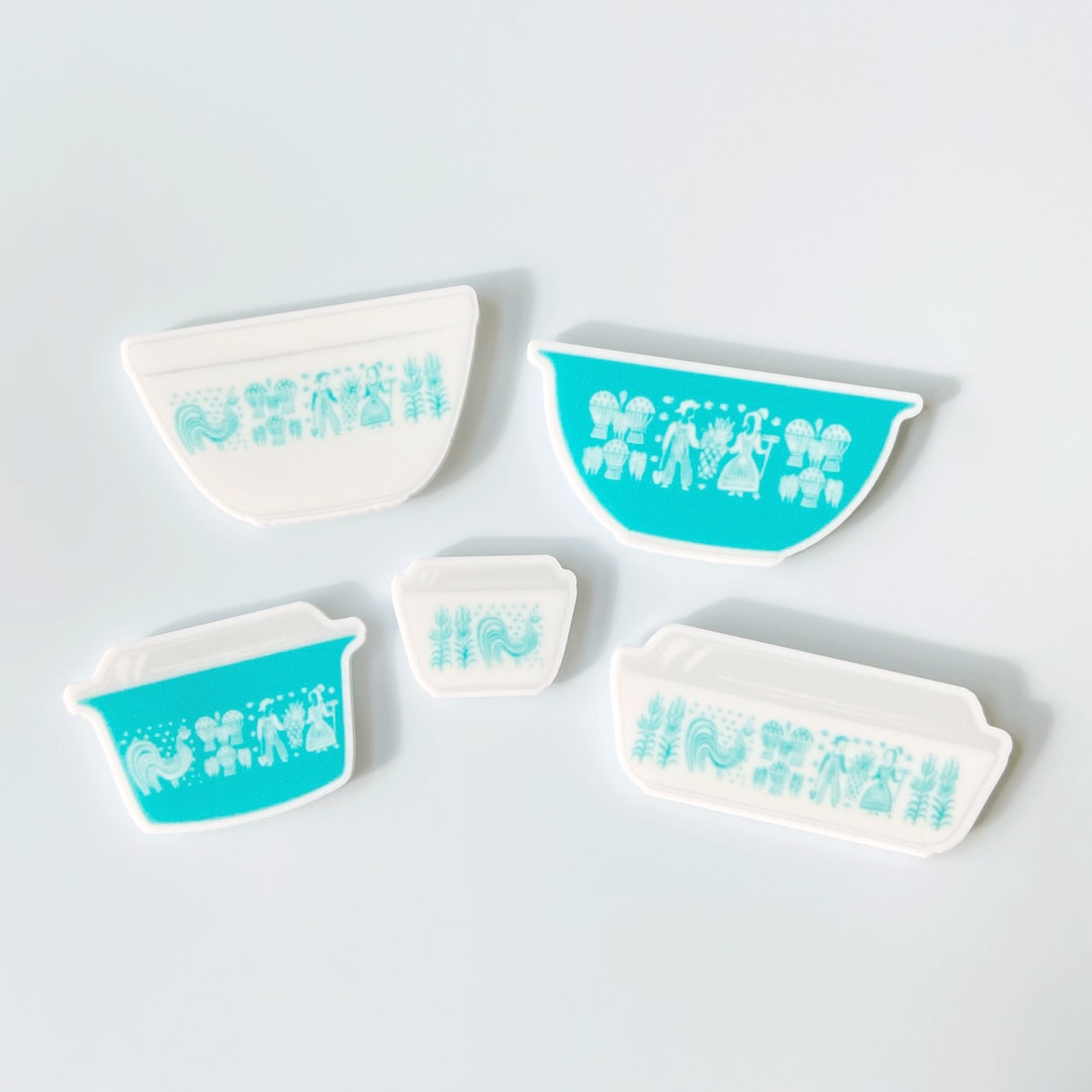 Pyrex Butterprint Turquoise Fridge Magnets: Vintage Kitchen Decor - Etsy