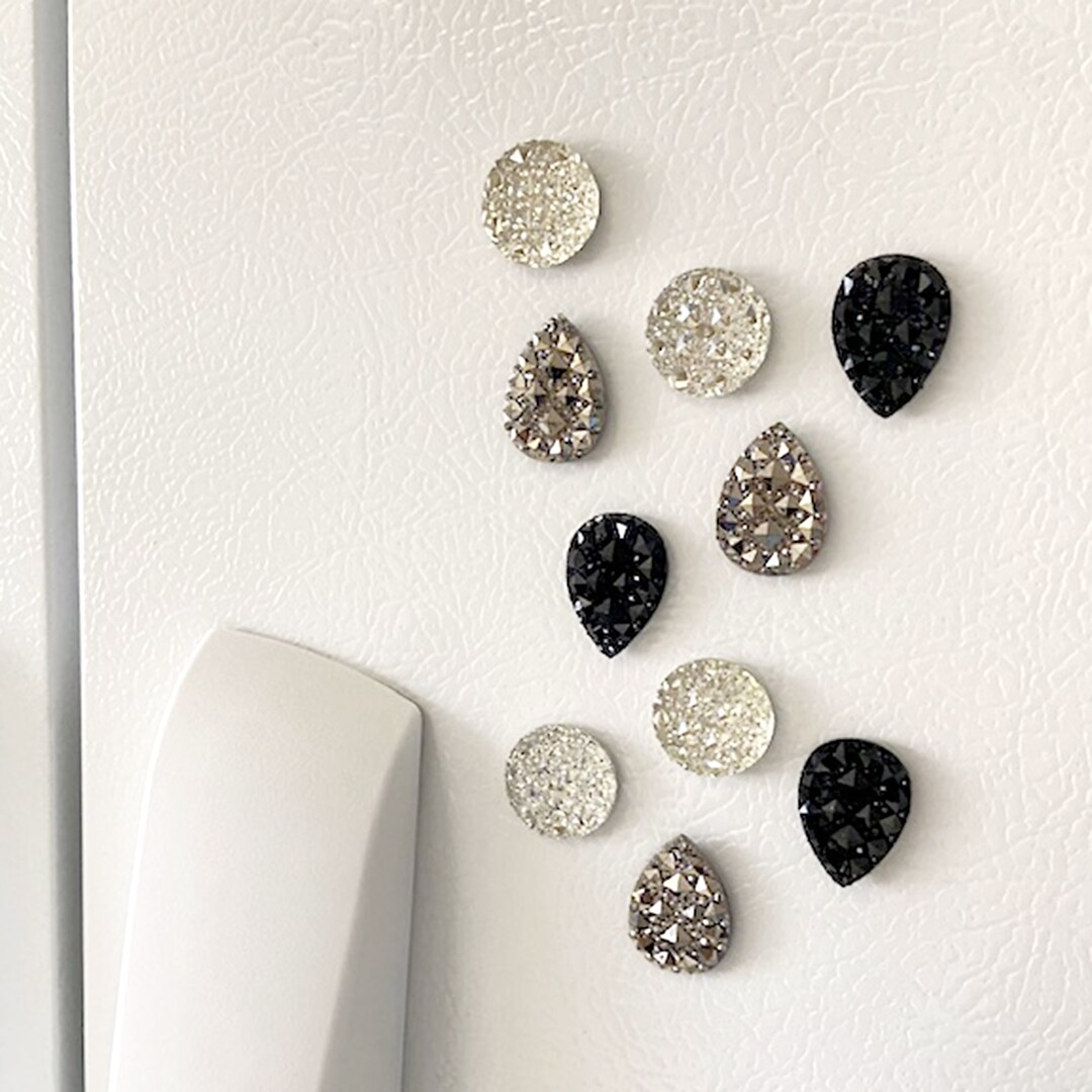 Black White Silver Fridge Magnets, Metallic Home Decor, Goth Decor ...