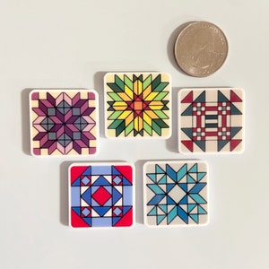 Quilt Block Fridge Magnets: Vintage Patchwork Decor, Set of 5 - Etsy