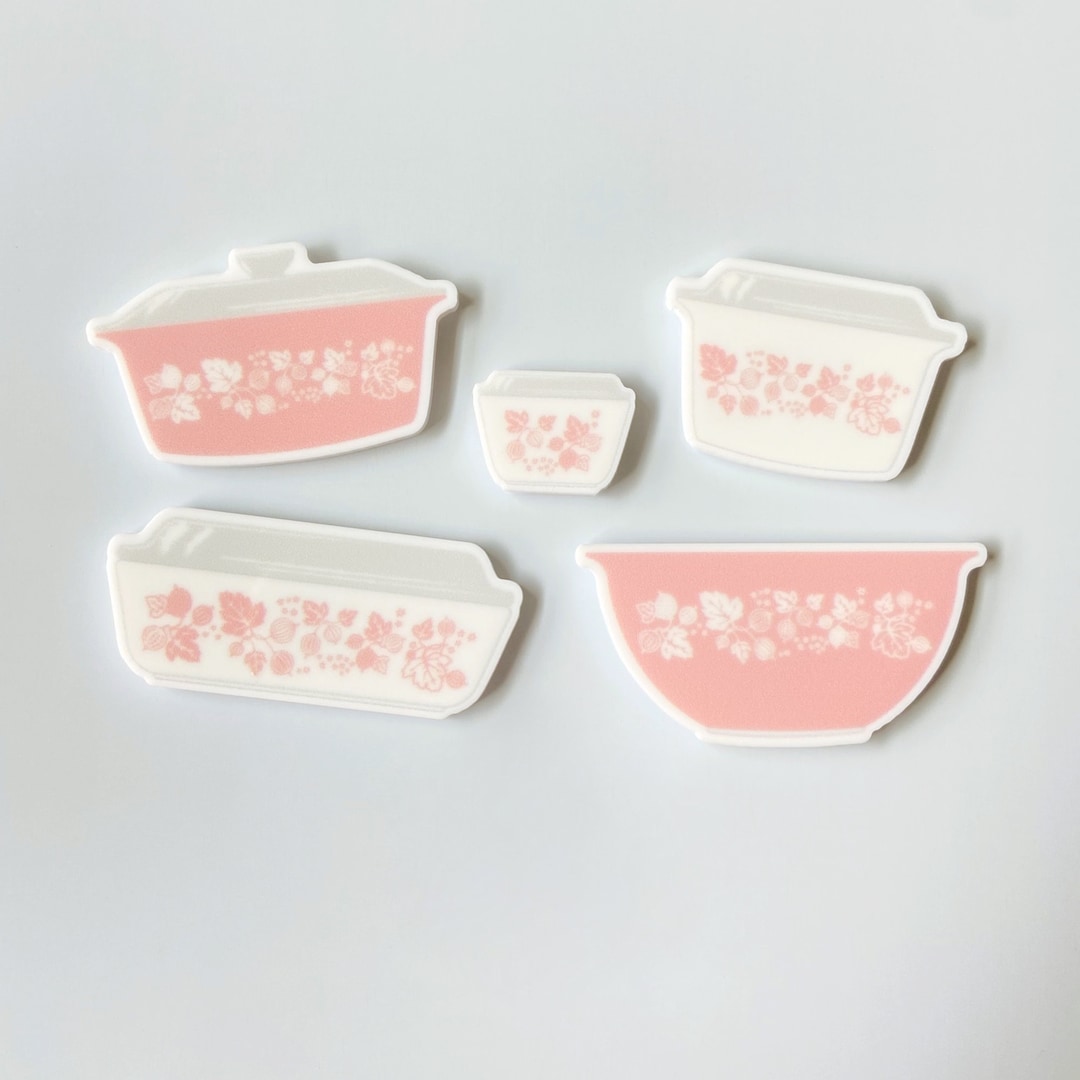 Vintage Pink Gooseberry Pyrex Fridge Magnets - Hand-drawn Set of 5 - Etsy