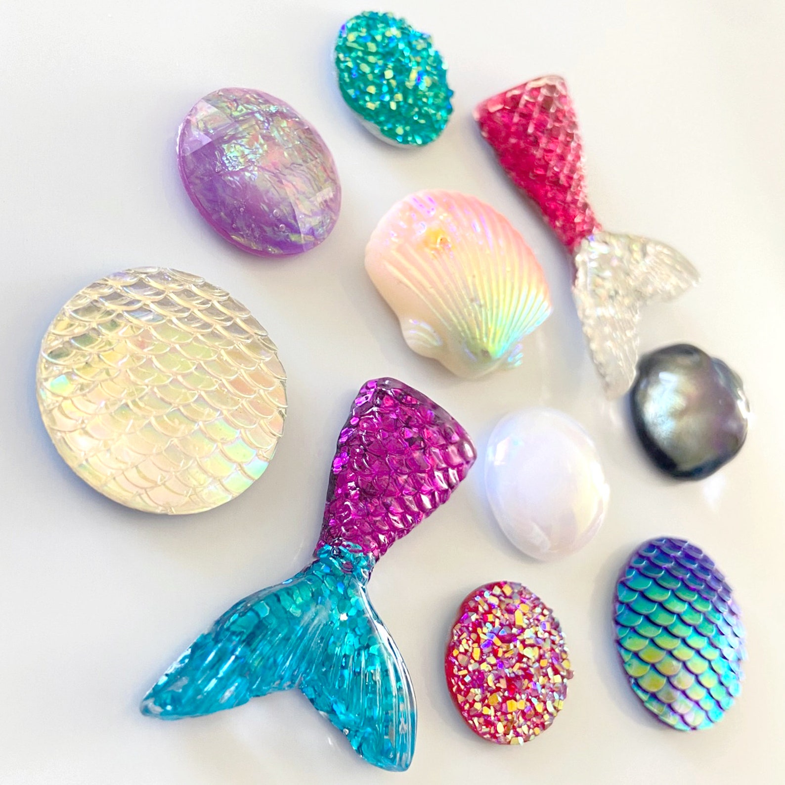 Mermaid Magnets: Iridescent Scale & Tail Decor, Set of 10 - Etsy
