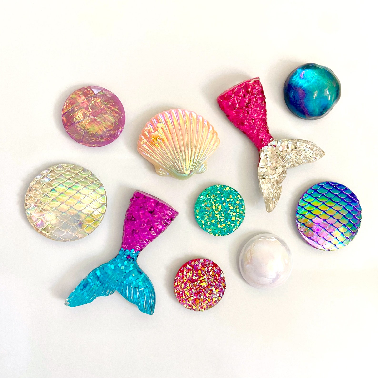 Mermaid Magnets: Iridescent Scale & Tail Decor, Set of 10 - Etsy