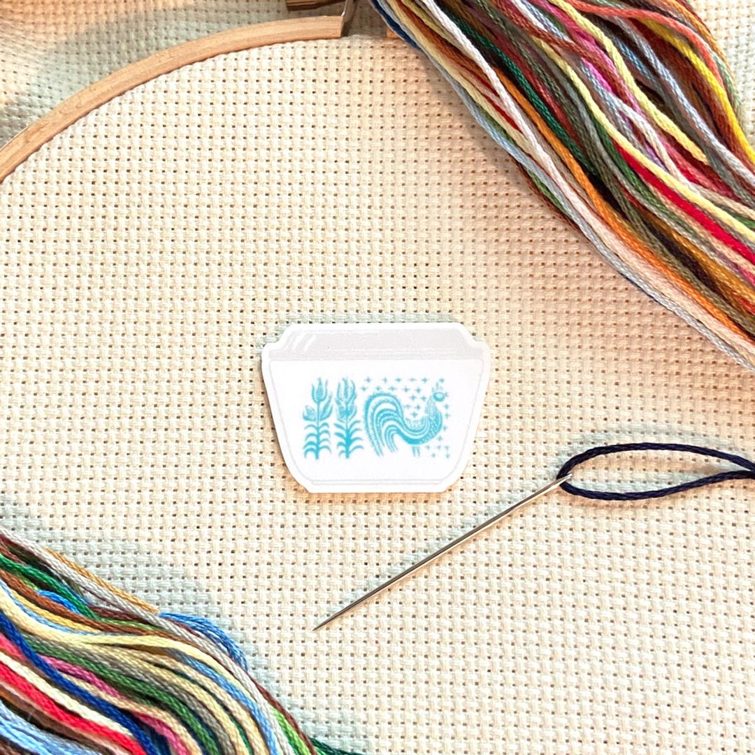 Turquoise Butterprint Needle Minder: Pyrex Inspired Sewing Accessory - Etsy
