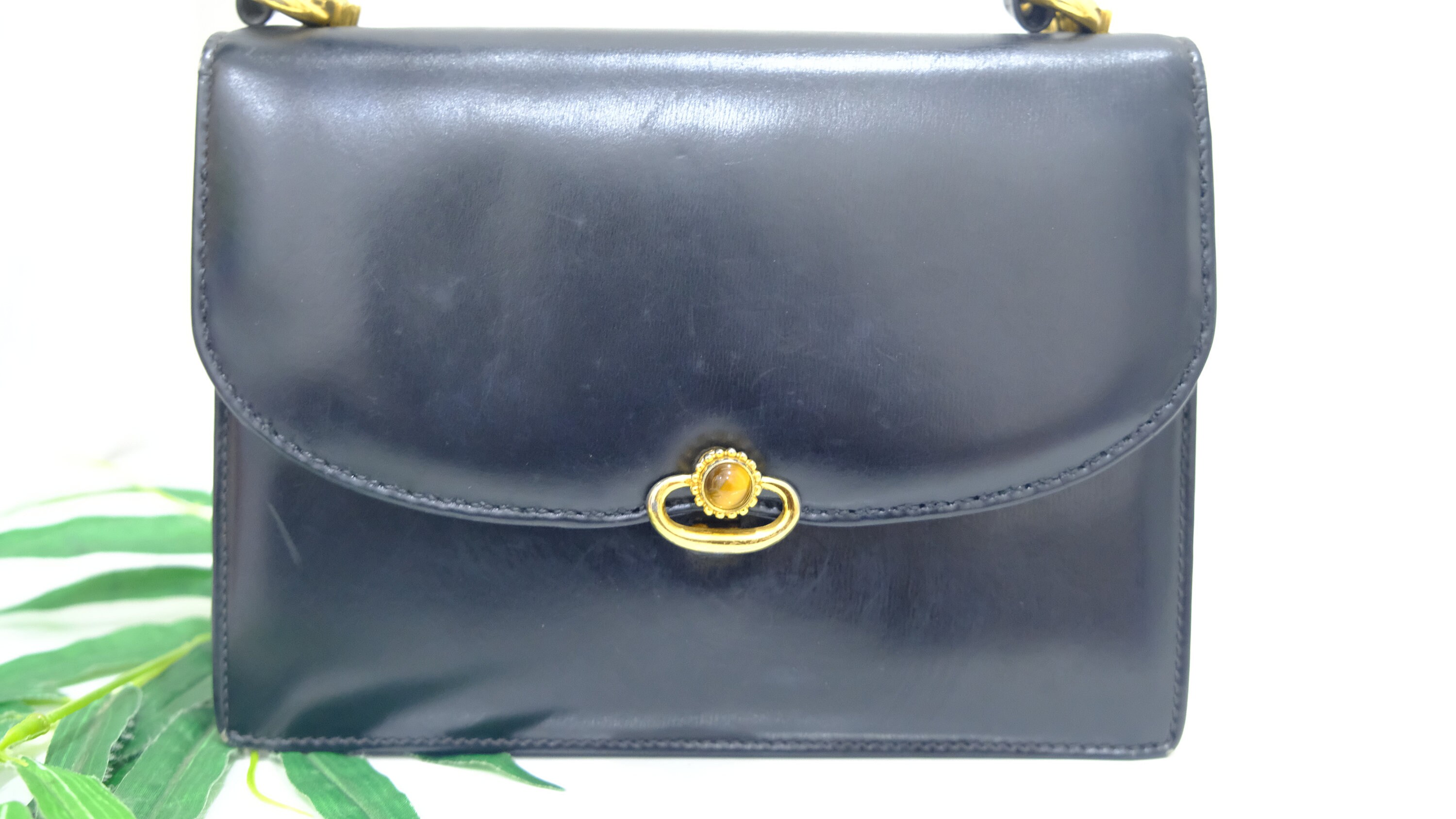Authentic Vintage GUCCI Black Leather Handbag - Etsy