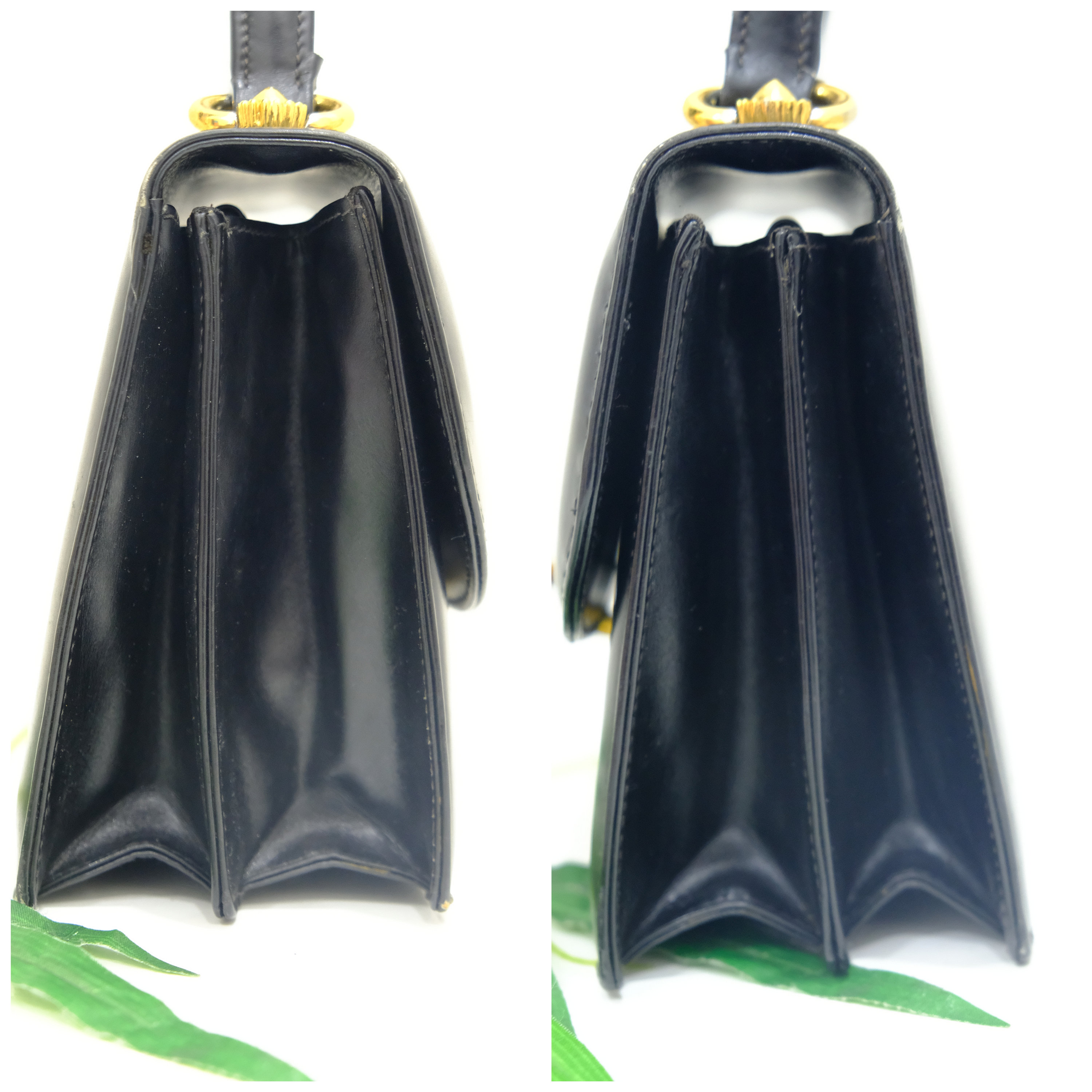 Authentic Vintage GUCCI Black Leather Handbag - Etsy