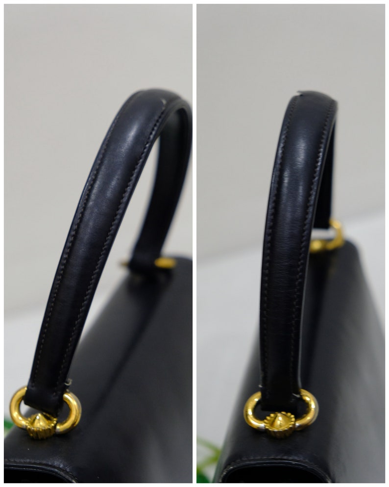 Authentic Vintage GUCCI Black Leather Handbag - Etsy