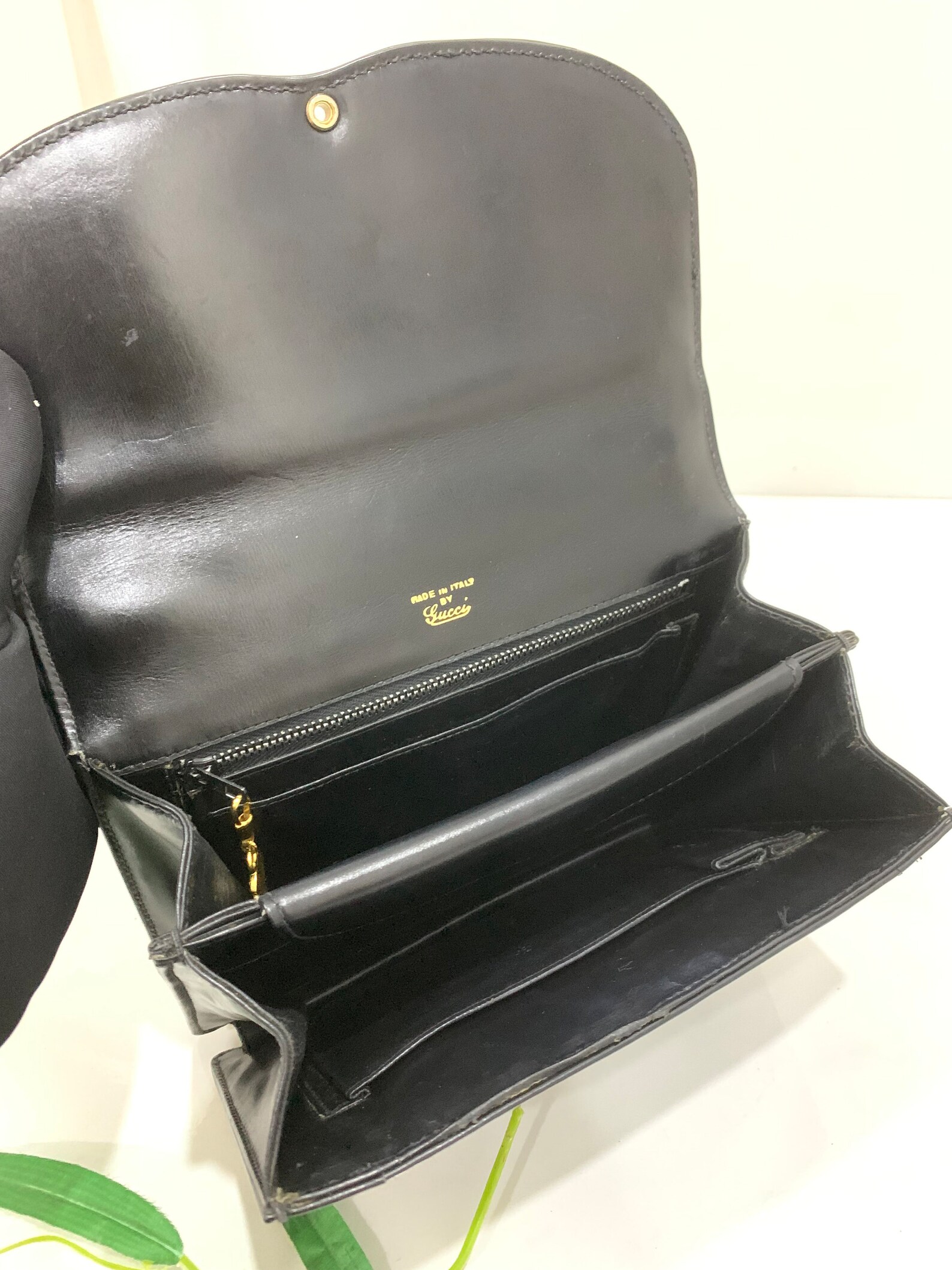 Authentic Vintage GUCCI Black Leather Handbag - Etsy