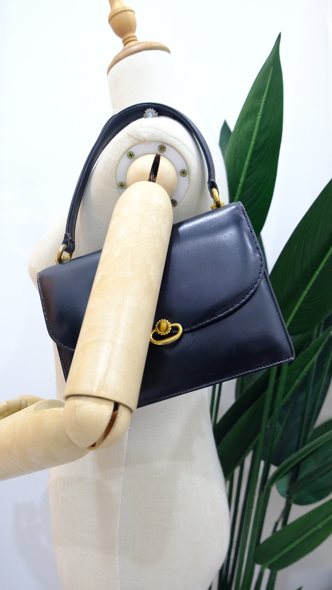 Authentic Vintage GUCCI Black Leather Handbag - Etsy