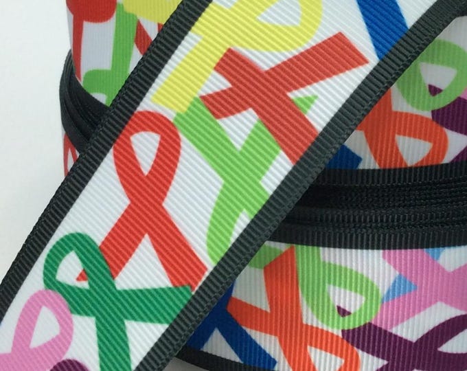 Large Multi Awareness Ribbons - 1.5" - Printed Grosgrain Ribbon ...