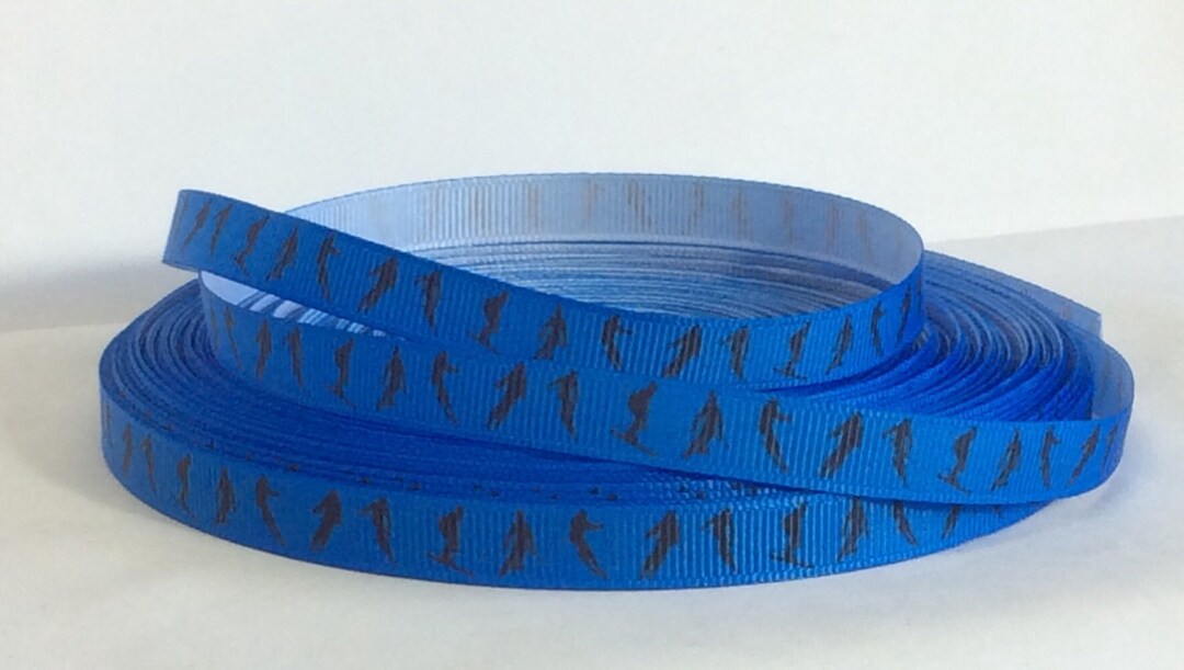 Skiing Silhouettes on Blue - 3/8" - Printed Grosgrain Ribbon - Etsy