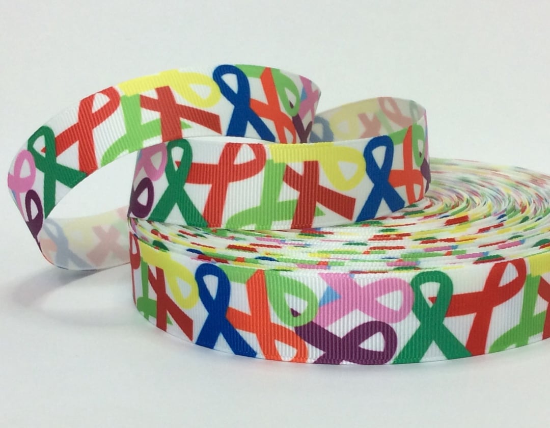 Large Multi Awareness Ribbons - 7/8" - Printed Grosgrain Ribbon - Etsy