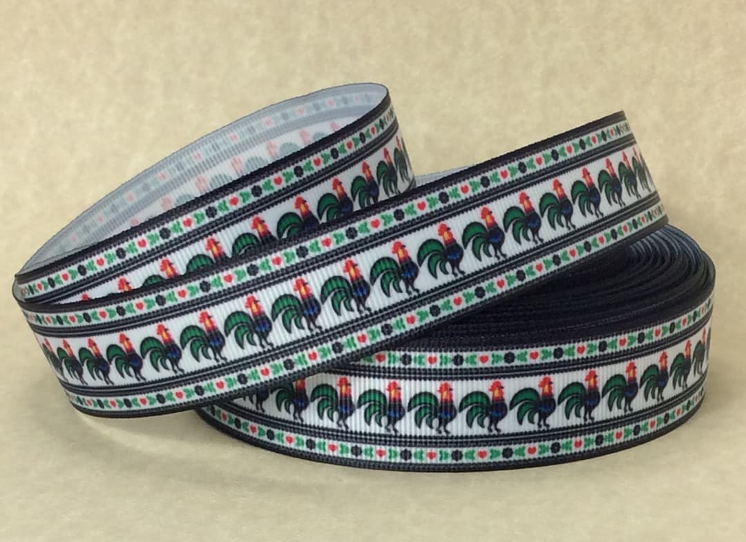 Little Rooster Design - 1" - Printed Grosgrain Ribbon - Etsy