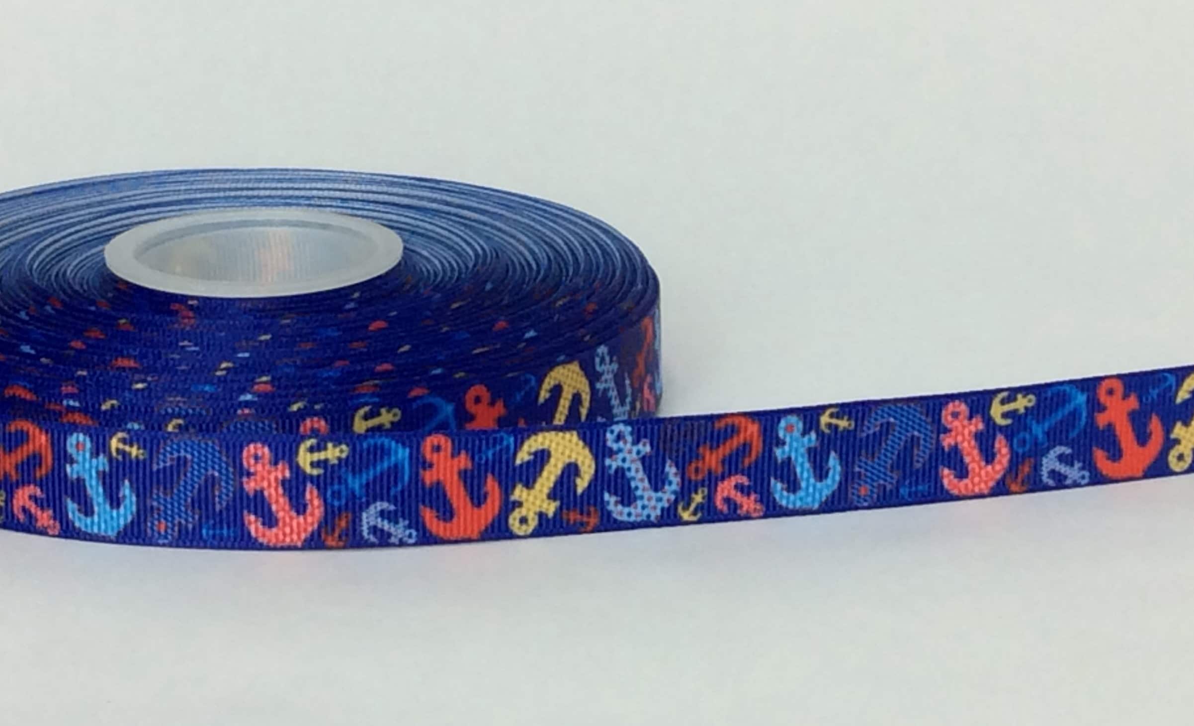 Colorful Anchors on Blue OR Black 5/8 Printed - Etsy