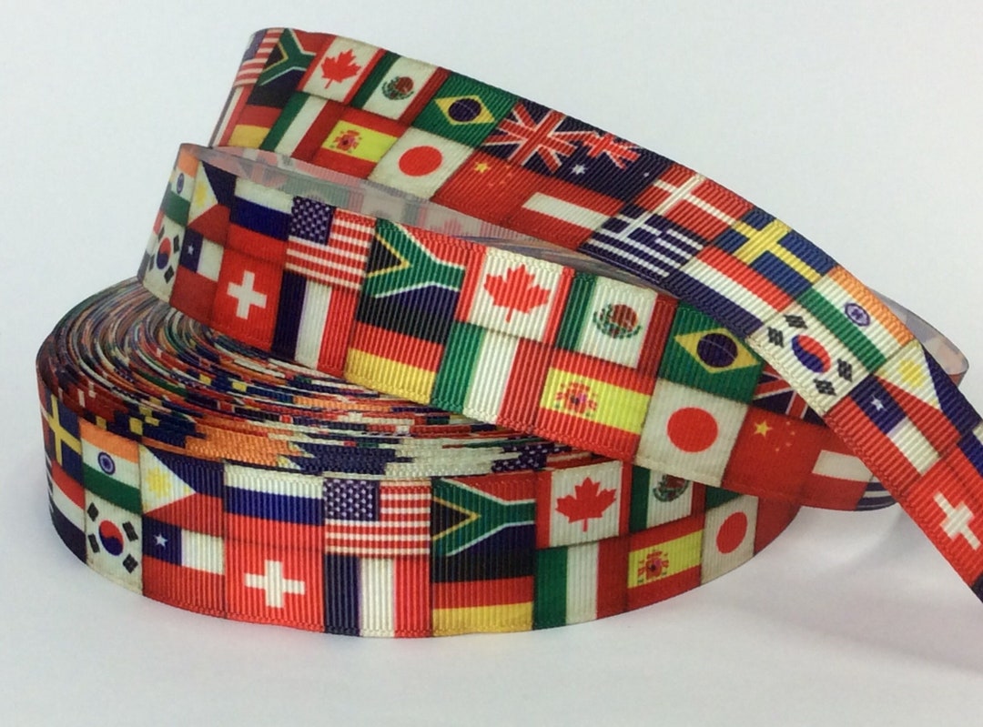 Country Flags - 1" - Printed Grosgrain Ribbon - Etsy