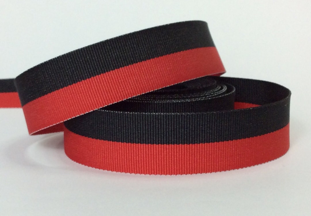 Red & Black Stripe - 7/8" - Printed Grosgrain Ribbon - School and ...