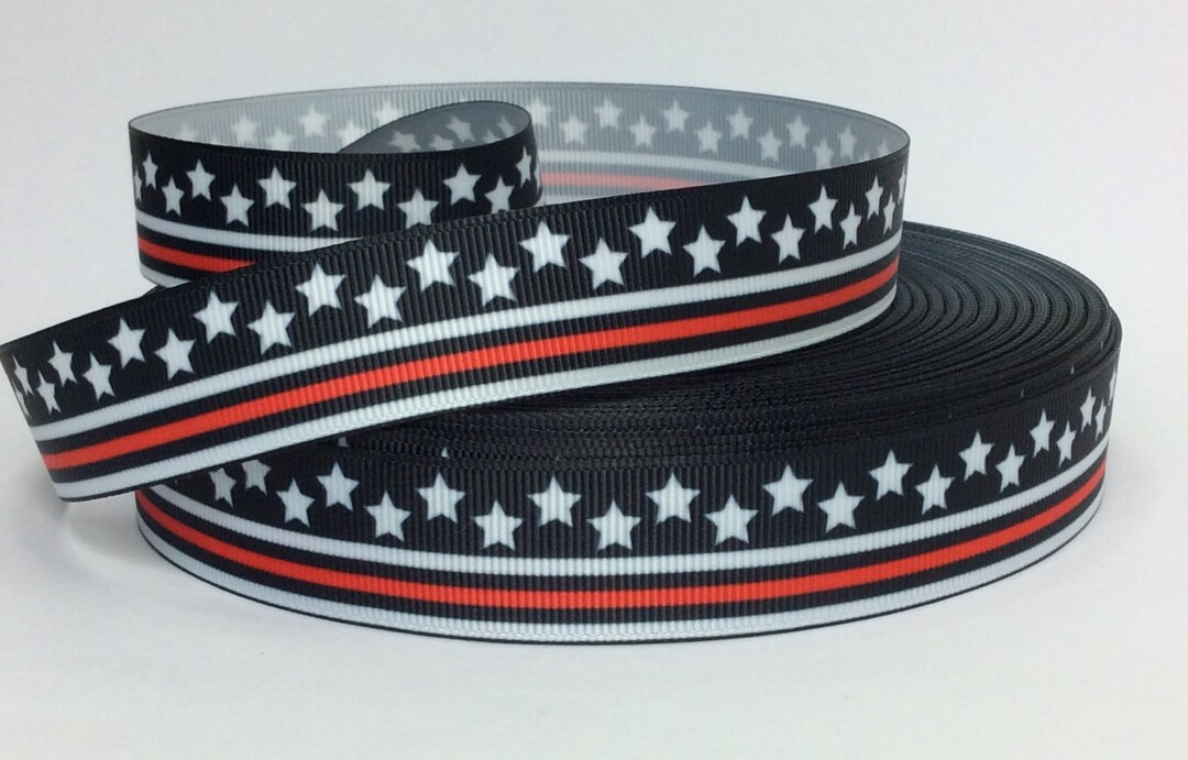 Red Line With Stars - 7/8" - Printed Grosgrain Ribbon - Awareness for ...