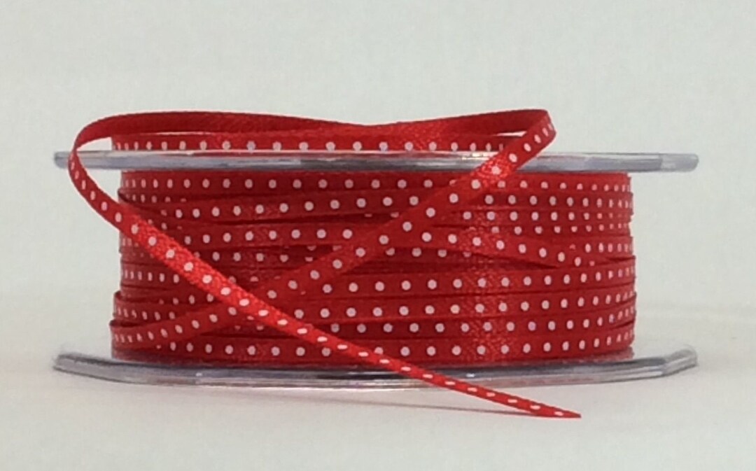 Red Satin Polka Dot 1/8 Narrow Satin Ribbon Bows - Etsy