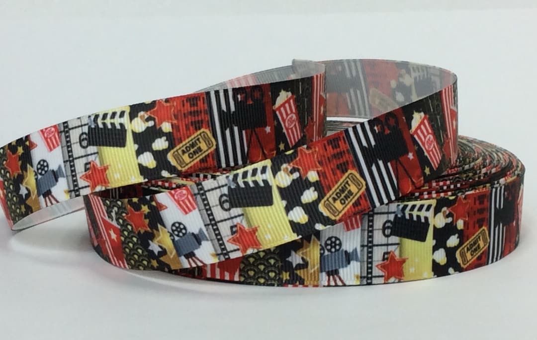 Movie Time - 7/8" - Printed Grosgrain Ribbon - Etsy